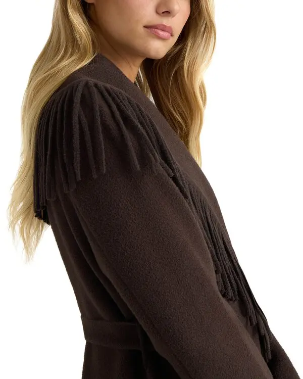 NVLT Eyelash Wrap Fringe Coatigan - Espresso