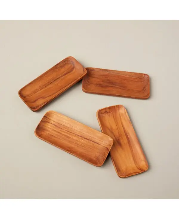 BE HOME Teak Trays, Set Of 4