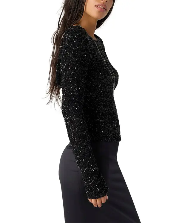 Free People Leading The Way Draped Sequin Top - Black