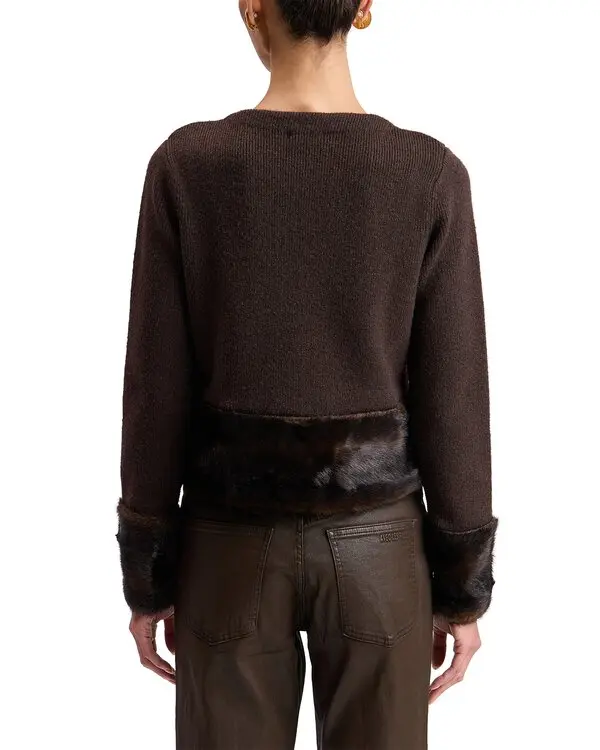 Avec Les Filles Faux Fur-trim Cardigan Sweater