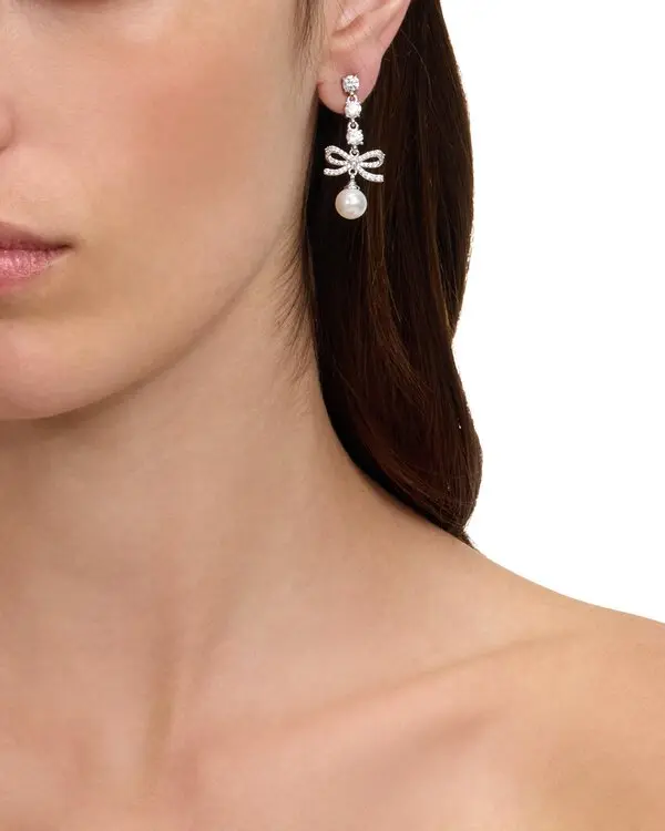 SELF-PORTRAIT Bow Crystal Charm Earrings