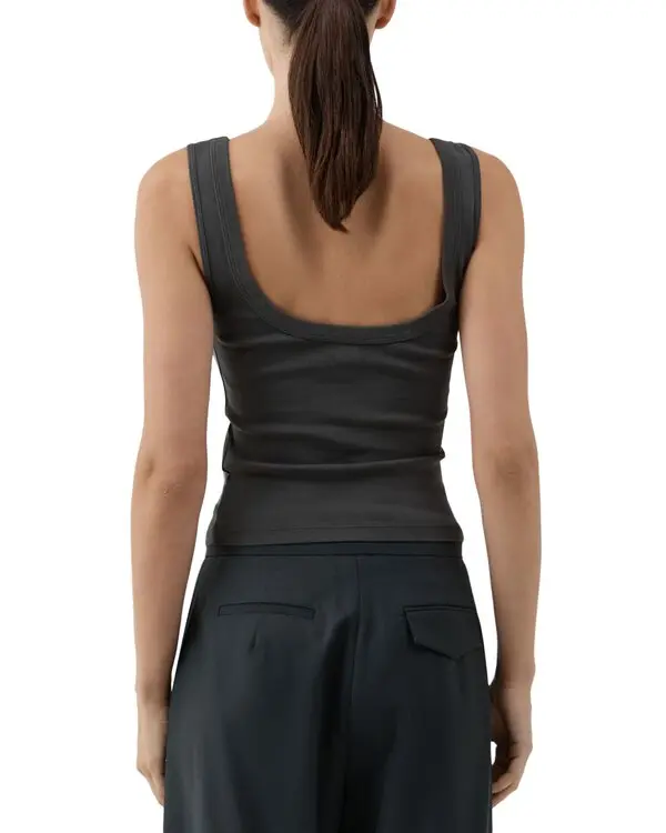 ST. AGNI Cotton Ballerina Tank Top - Dark Moss
