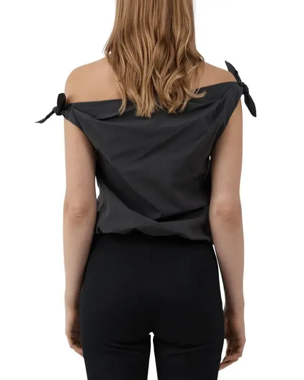 ST. AGNI Cotton Blend Asymmetric Bow Top