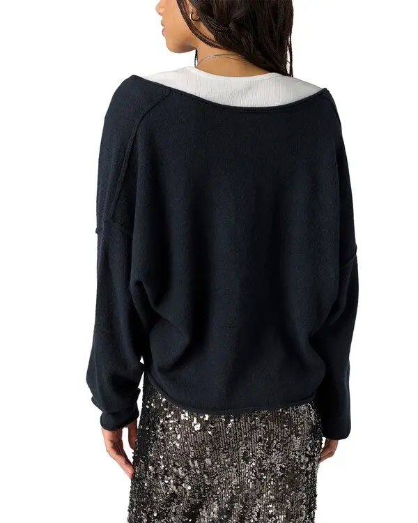 Free People See Me V Neck Sweater - Black