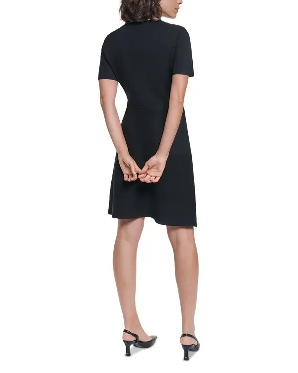 Karl Lagerfeld Paris Short Sleeve Collared Sweater Dress