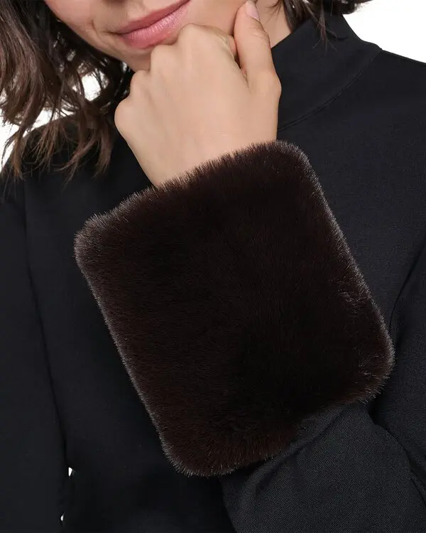 Karl Lagerfeld Paris Faux Fur Cuff Mock Neck Dress