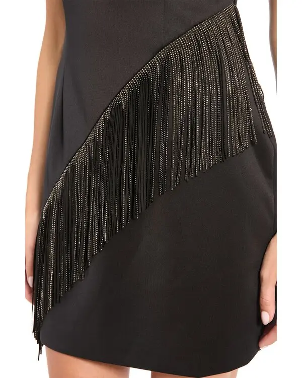 Maggy London Embellished Fringe Trim Mini Dress