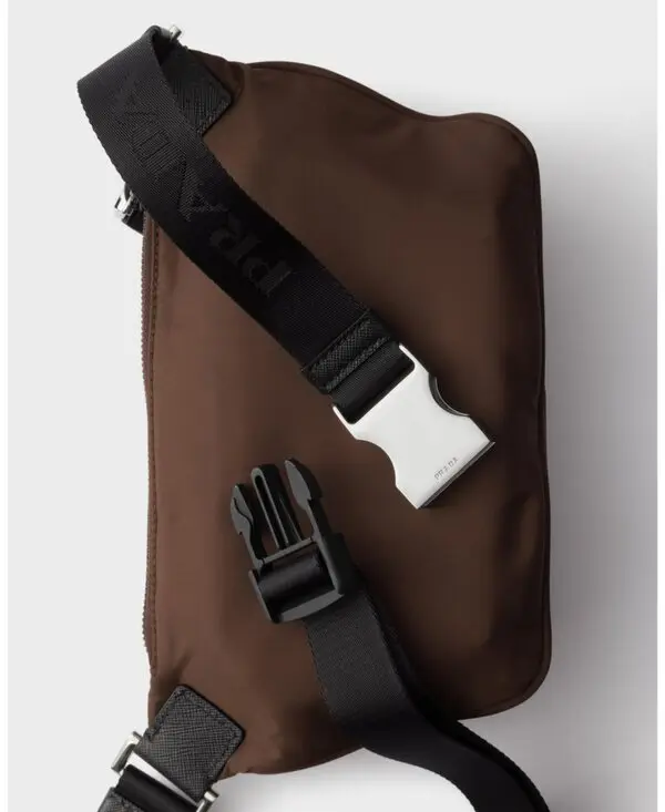 Prada Re-nylon And Saffiano Leather Shoulder Bag - Brown