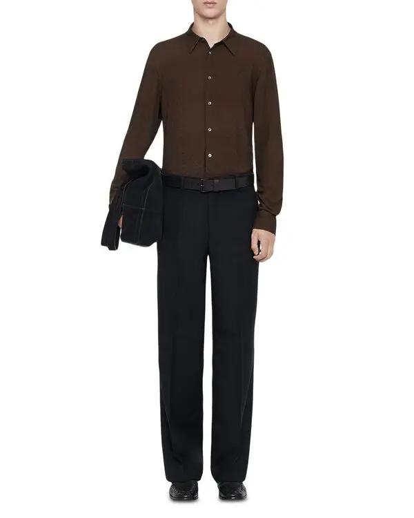 ALLSAINTS Polka Dot Fade Point Collar Shirt - Brown