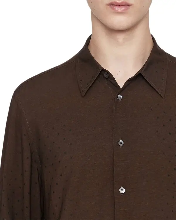 ALLSAINTS Polka Dot Fade Point Collar Shirt - Brown