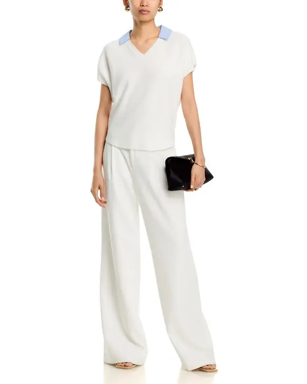 SIONI Short Sleeve Polo Collar Sweater