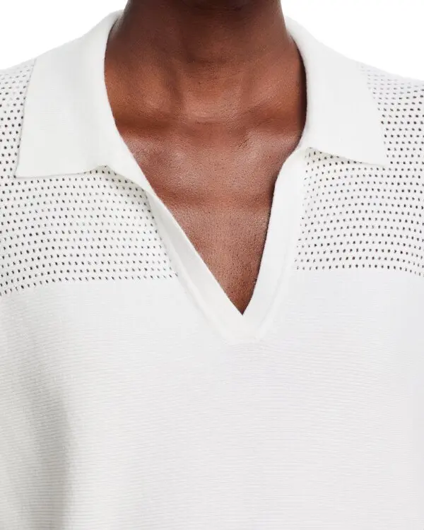 SIONI Pointelle Yoke Collared Sweater