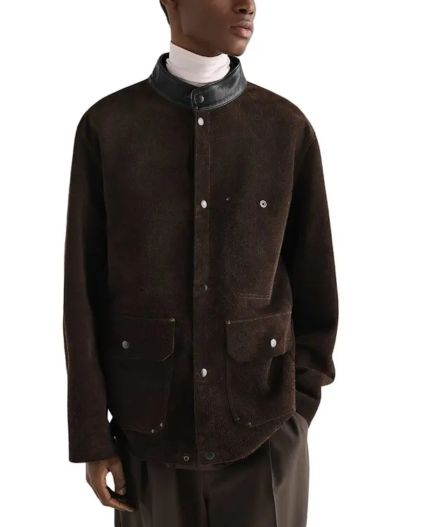 LEMAIRE Brushed Suede Leather Welder Jacket - Ganache