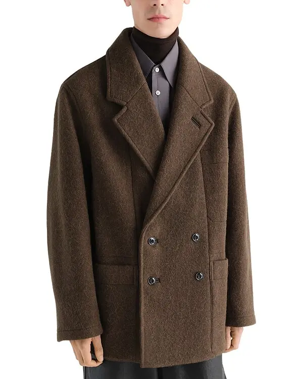 LEMAIRE Double Breasted Felted Short Coat - Mud