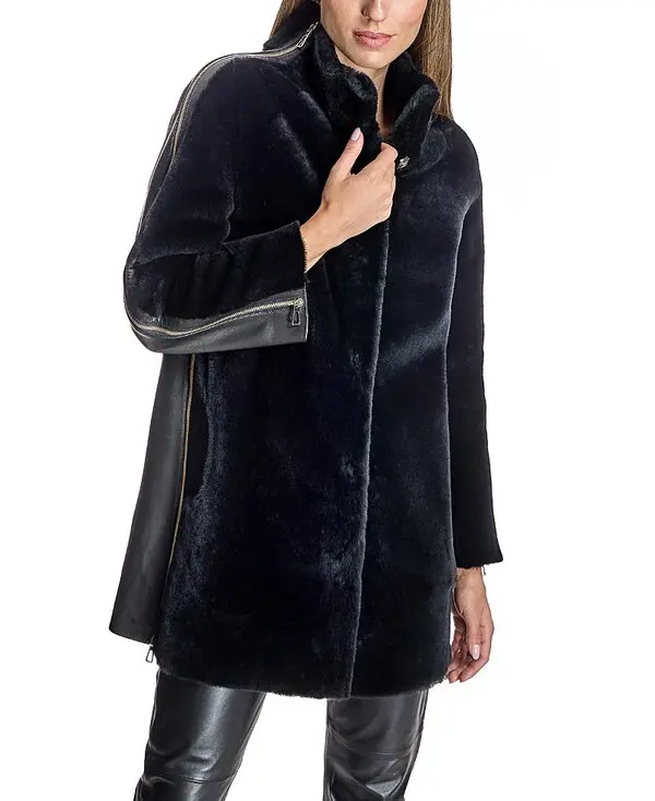 MAXIMILIAN Leather And Shearling Coat