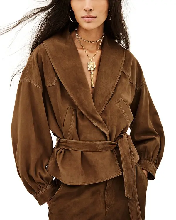 Ba&sh Manon Suede Tie Waist Jacket