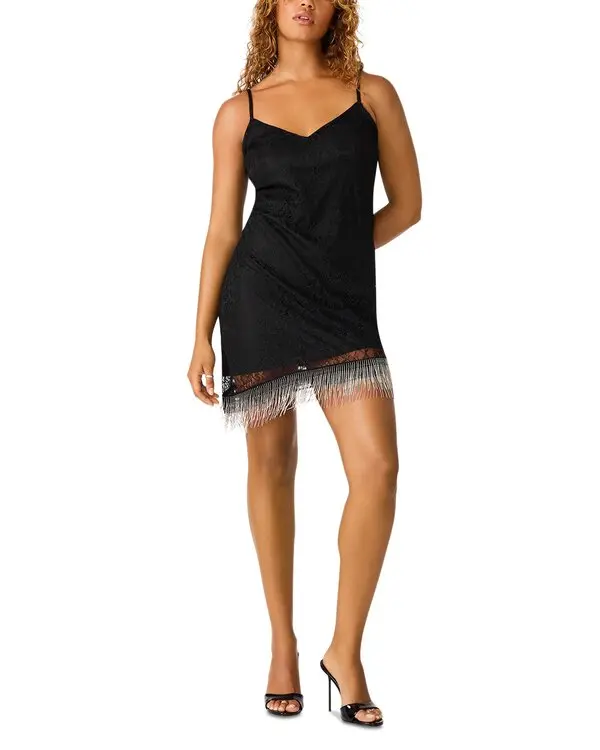 Steve Madden Jessika Lace Asymmetric Fringe Dress