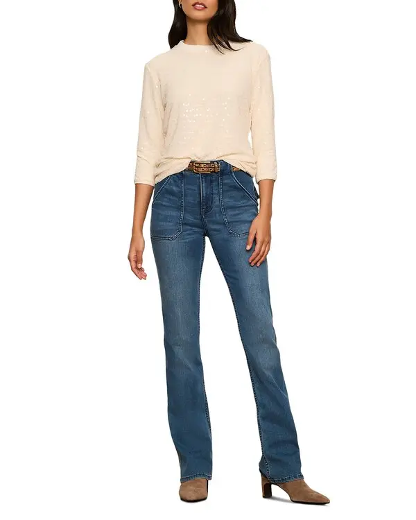 Sanctuary Three Quarter Sleeve Sequin Mode Tee
