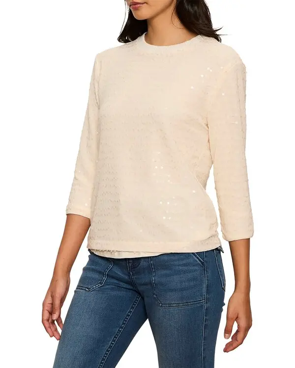 Sanctuary Three Quarter Sleeve Sequin Mode Tee