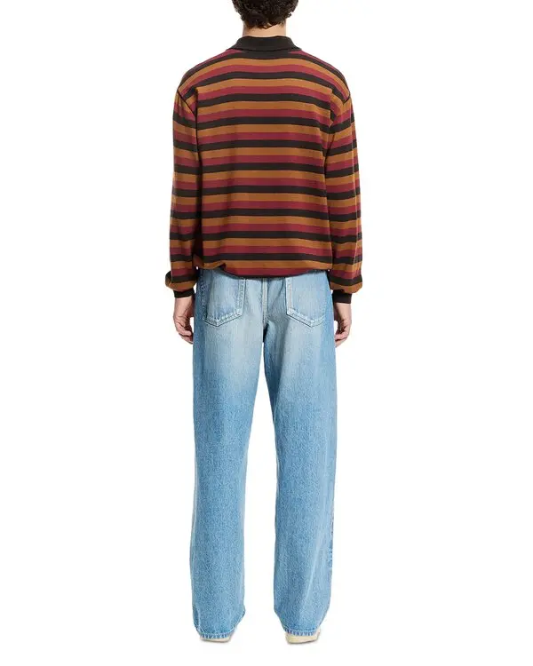 VOWELS Long Sleeve Knitted Striped Polo