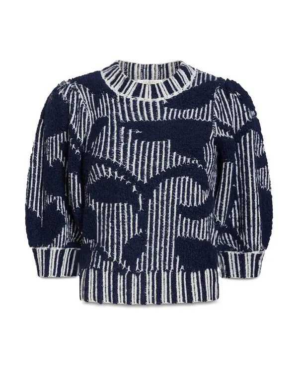 MARIE OLIVER Gail Mixed Stitch Puffed Sleeve Sweater