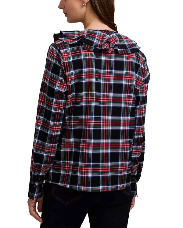 Foxcroft Sandy Plaid Ruffled Shirt