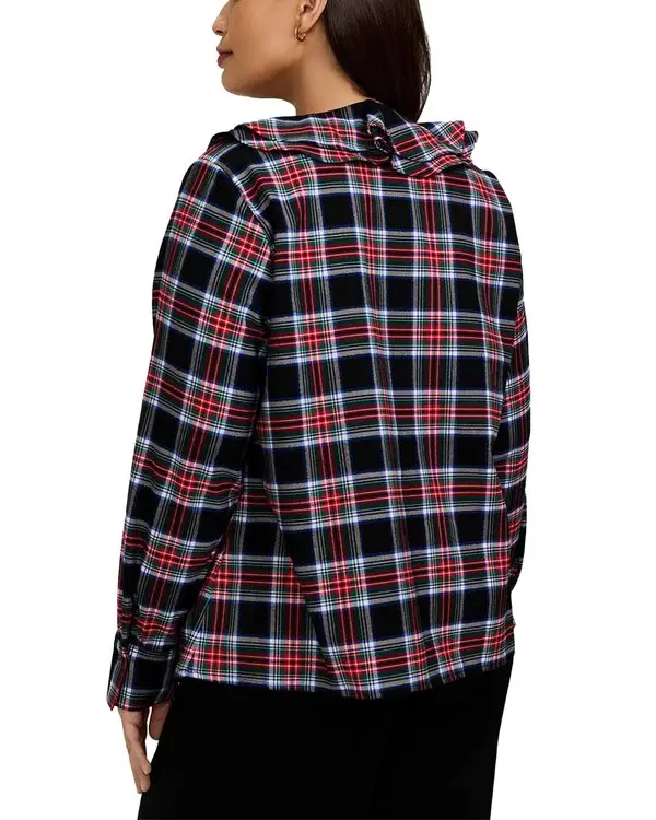 Foxcroft Sandy Ruffled Plaid Shirt