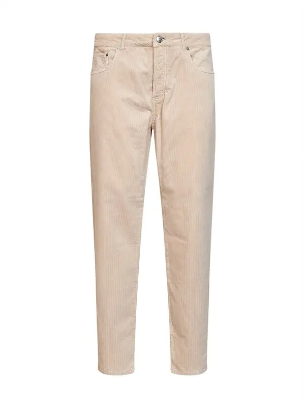 Brunello Cucinelli Sand Garment-dyed Cotton Corduroy Trousers