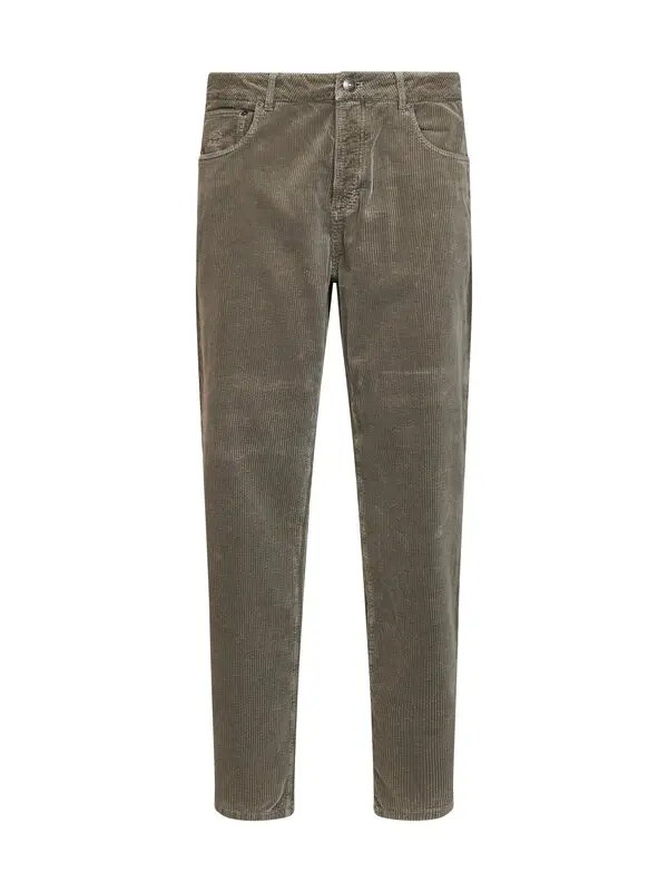 Brunello Cucinelli Mud Garment-dyed Cotton Corduroy Trousers