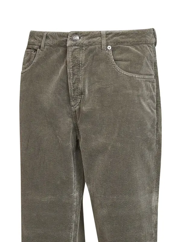 Brunello Cucinelli Mud Garment-dyed Cotton Corduroy Trousers
