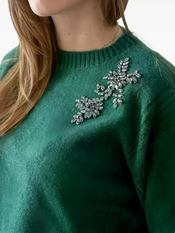 TWINSET Crystal-embellished Knitted Sweater