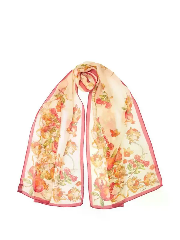 ELIZABETTA Persephone Pomegranate-print Scarf - Pink
