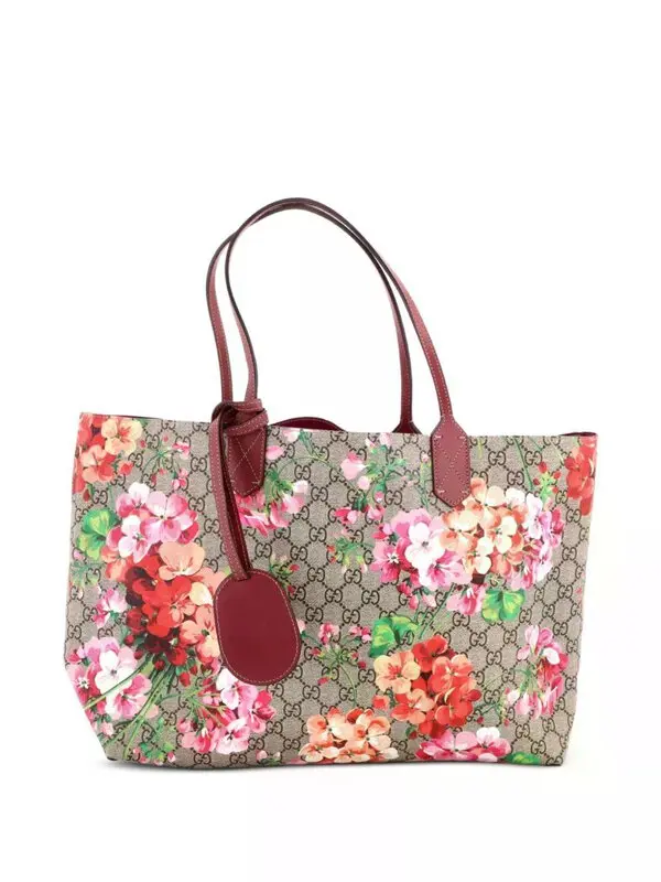 Gucci Reversible Blooms Gg Print Leather Medium Tote Bag - Brown