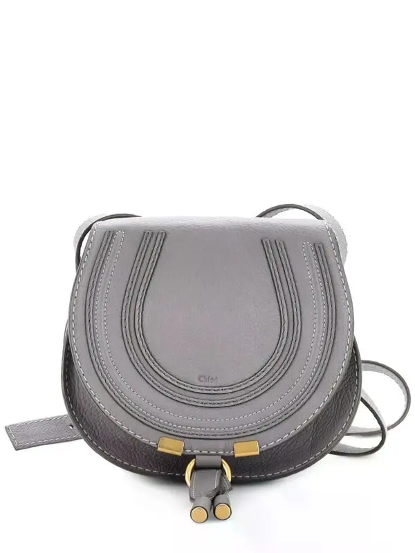 Chloé Marcie Leather Small Crossbody Bag - Grey
