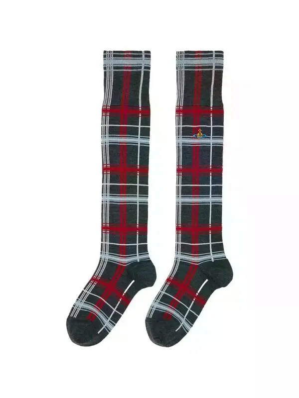 VIVIENNE WESTWOOD Multicheck High Sock - Grey