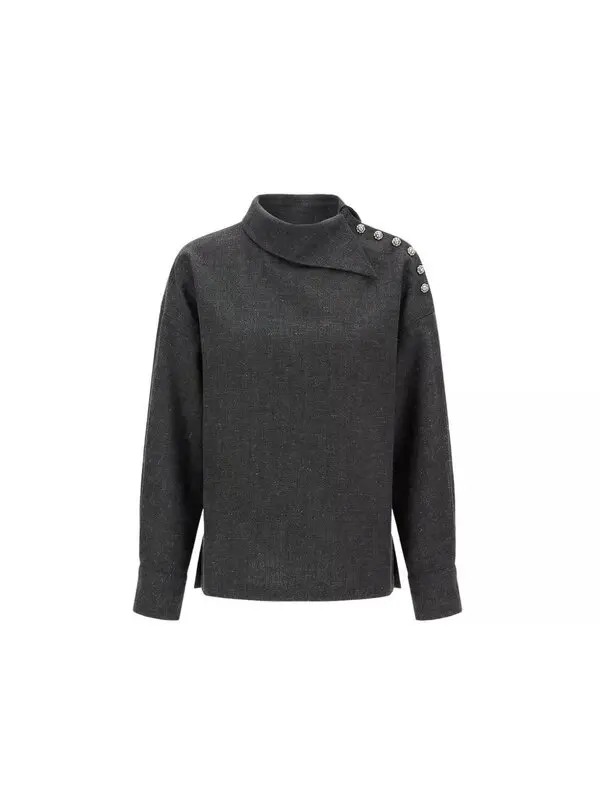 RÓHE Button-shoulder High-neck Blouse