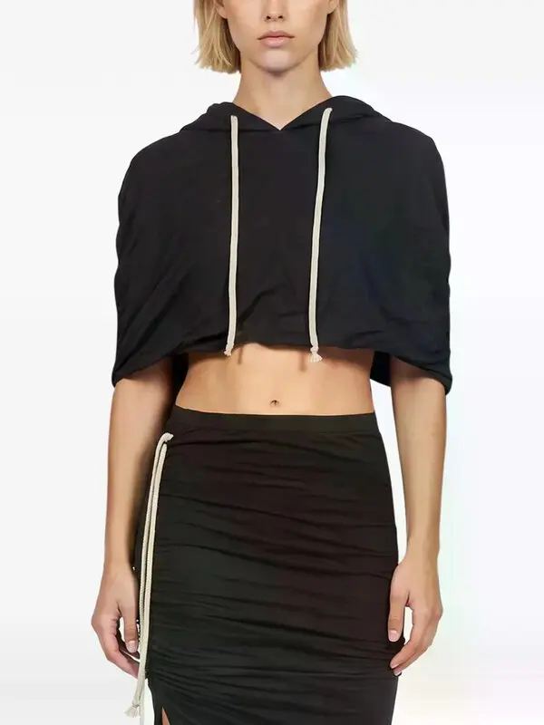 Rick Owens Cropped Drawstring Hoodie