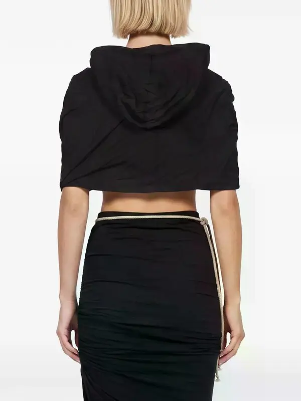 Rick Owens Cropped Drawstring Hoodie