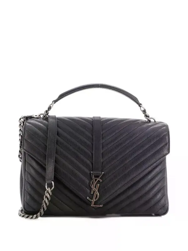 Saint Laurent Classic Monogram College Bag Matelasse Chevron Leather Large Shoulder Bag