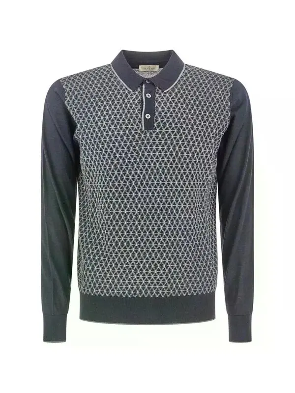 PANICALE Geometric-patterned Polo Shirt - Blue