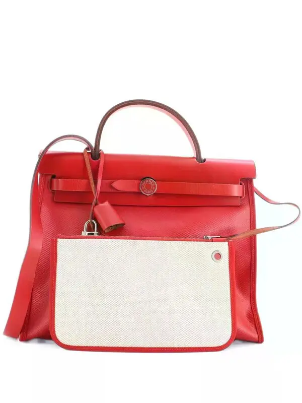 Hermès Herbag Zip Berline Vache Canvas And Leather 31 Shoulder Bag