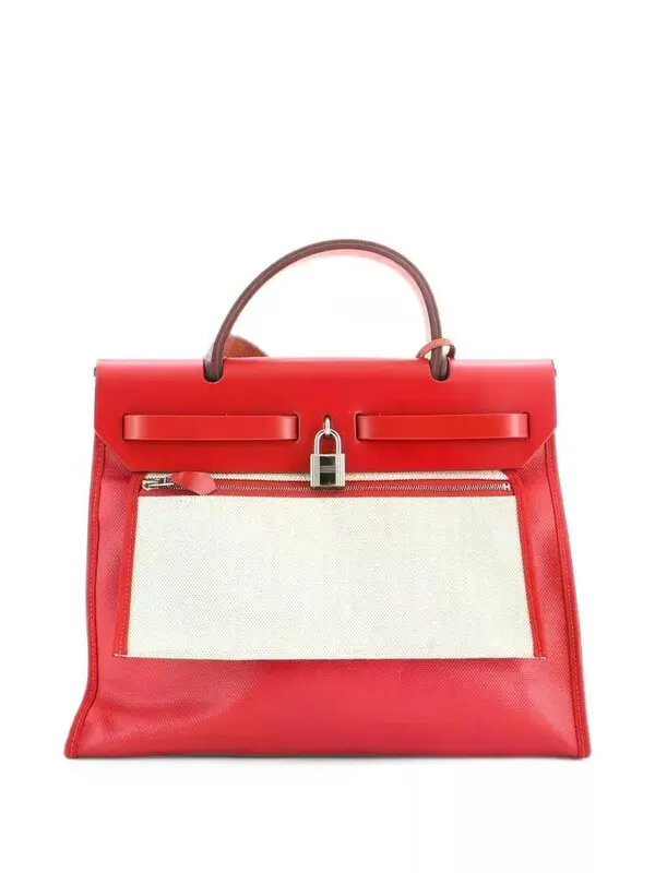 Hermès Herbag Zip Berline Vache Canvas And Leather 31 Shoulder Bag