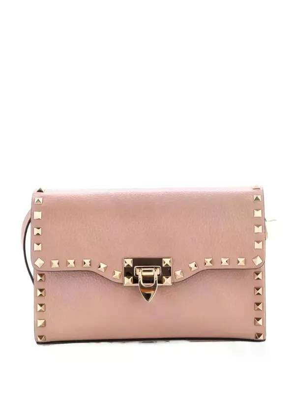 Valentino Garavani Rockstud Flip Lock Flap Bag Leather Medium Crossbody Bag - Neutrals