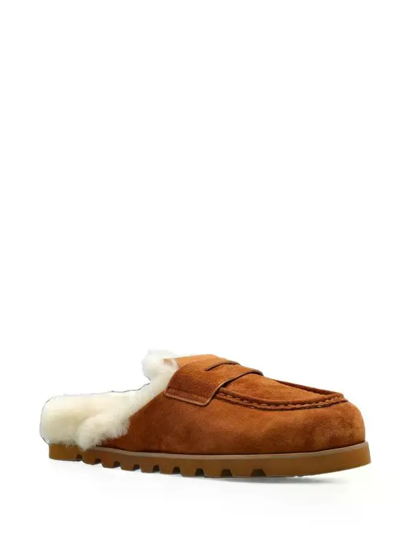 NAKED WOLFE Corded Shearling-trim Mules