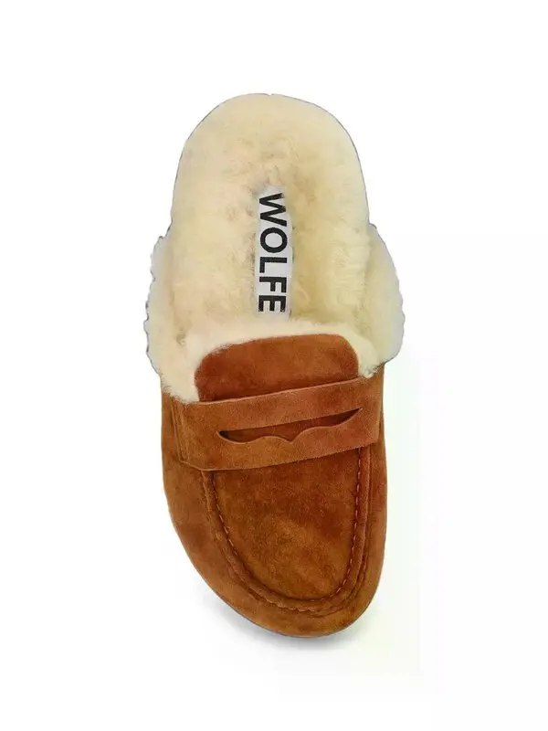 NAKED WOLFE Corded Shearling-trim Mules