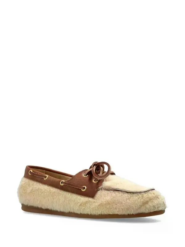 POSA Alpina Shearling-trim Leather Boat Shoes