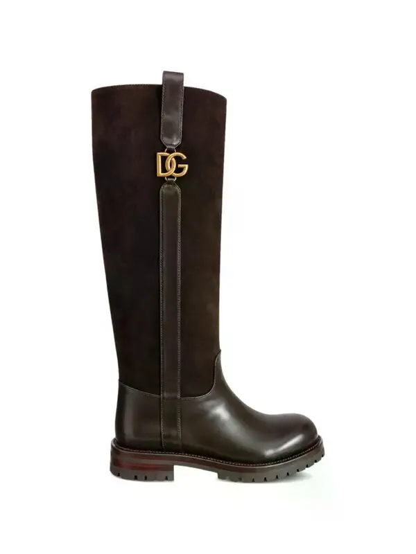 Dolce & Gabbana Dg Logo Panelled Boots - Brown