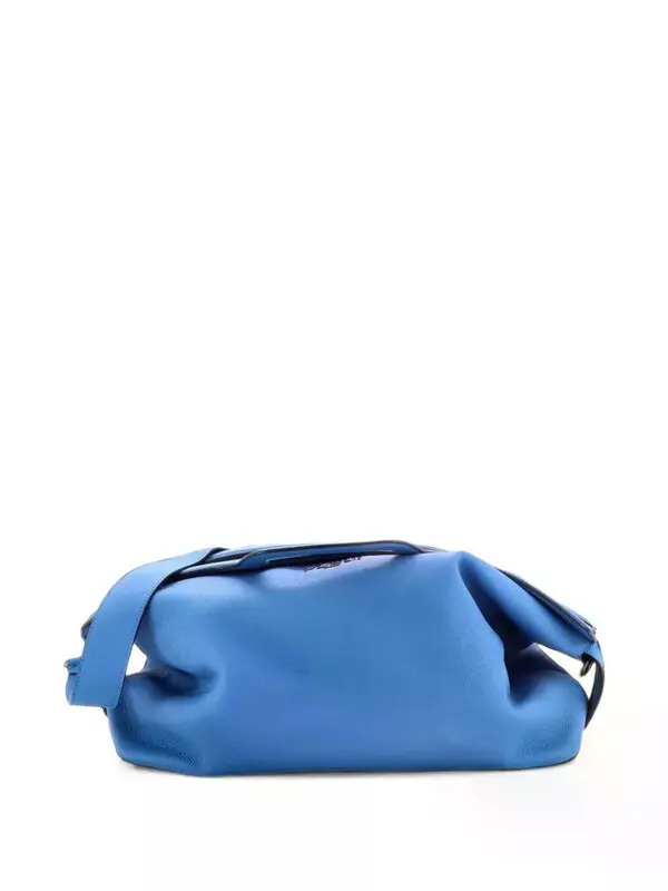 Fendi Media Travel Bag Leather Large Satchel - Blue