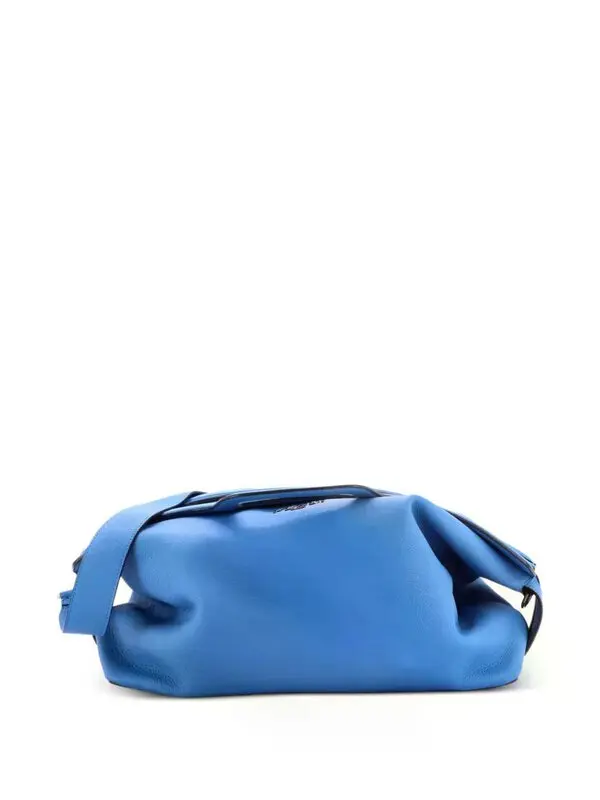 Fendi Media Travel Bag Leather Large Satchel - Blue