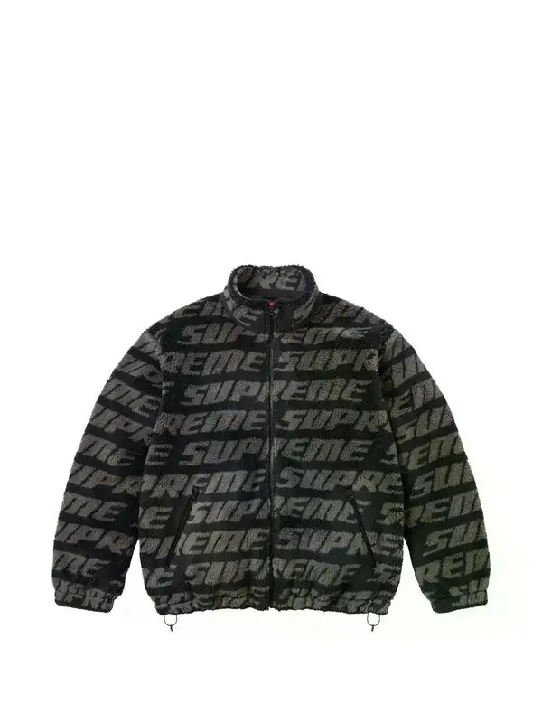 Supreme Logo-jacquard Fleece Jacket - Black